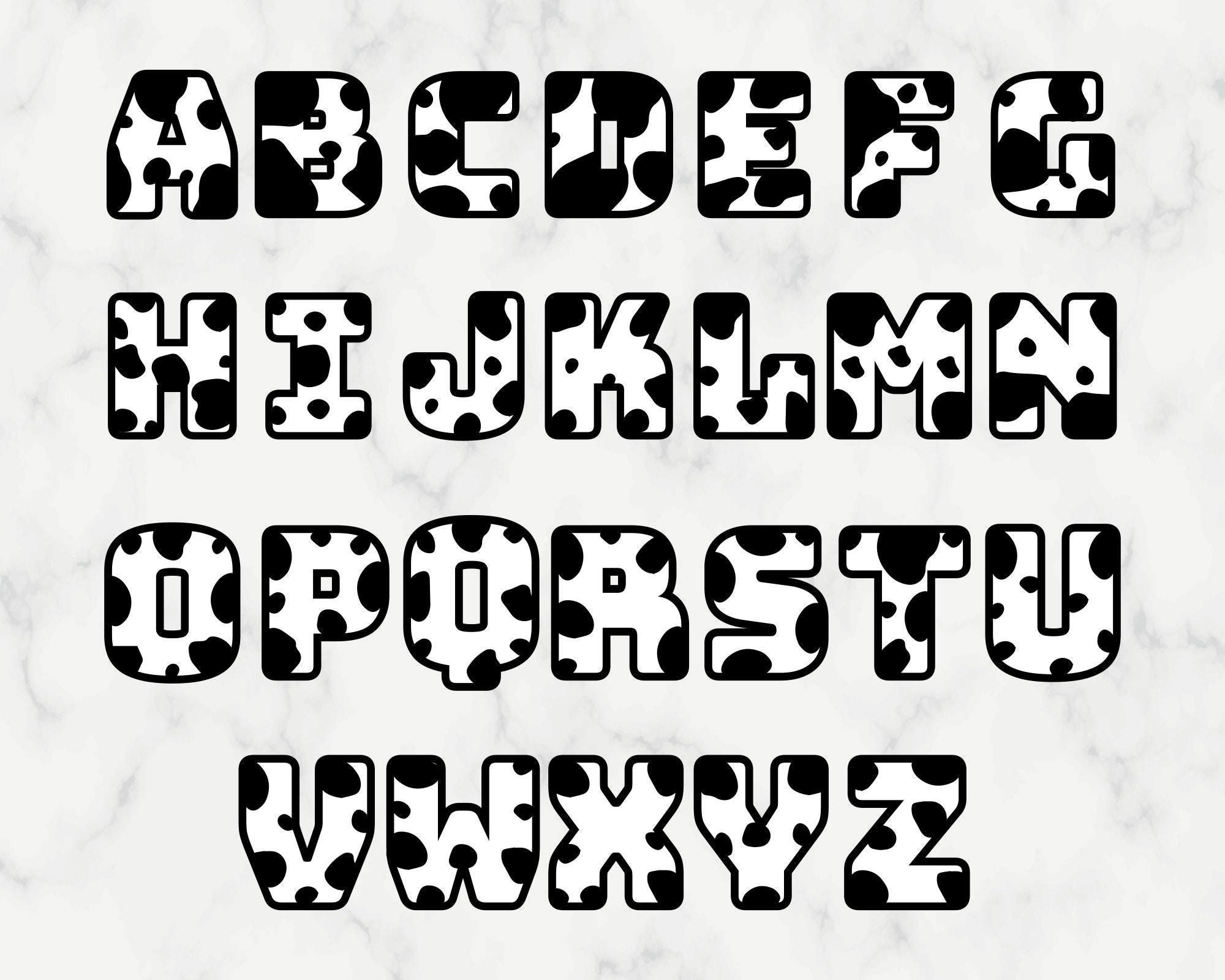 Cow Alphabet SVG, Cow Print, Numbers, Letters, Bundle, Birthday ...