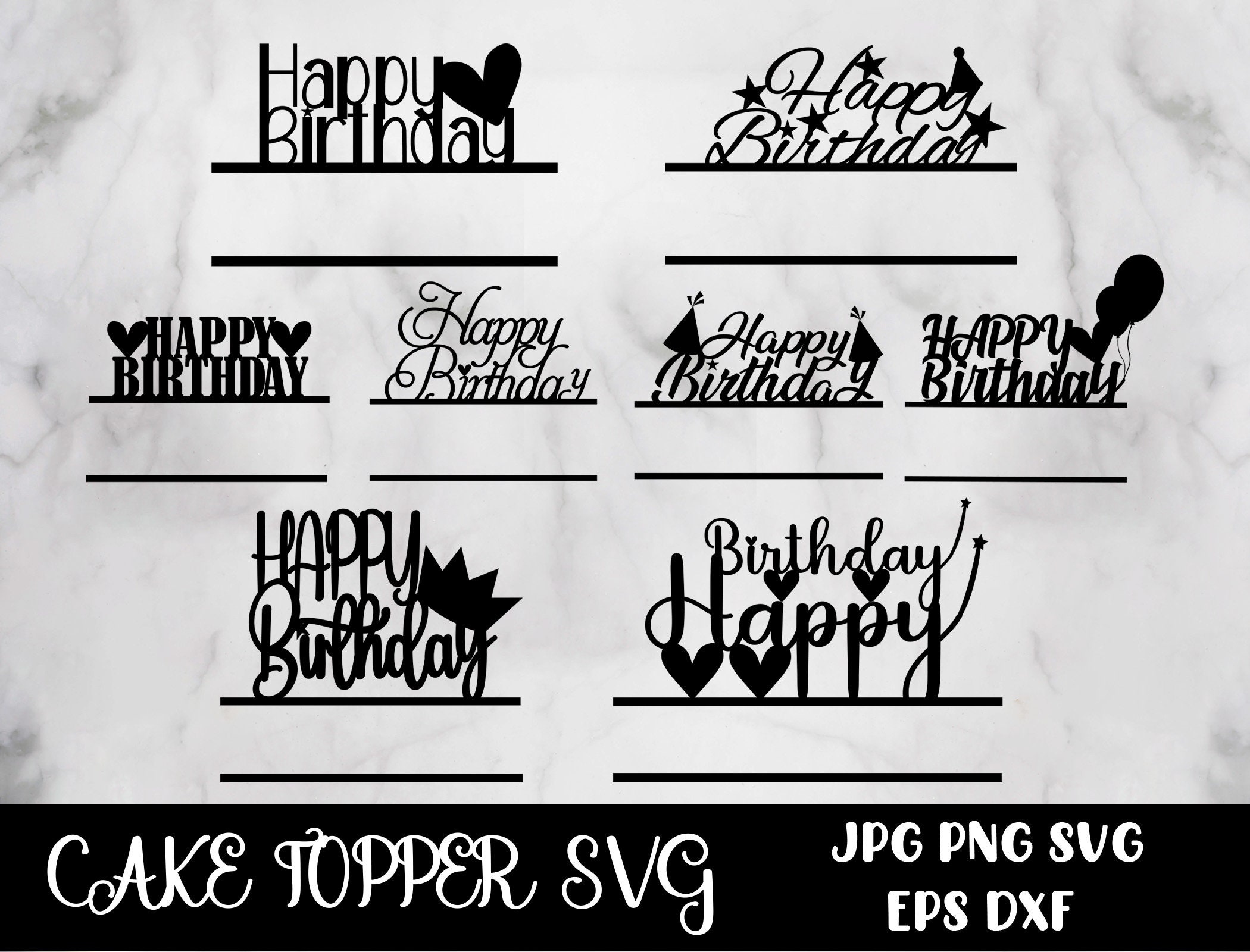 Customize Topper Svg, Cake Topper Cut File, Birthday Cake, Topper SVG ...