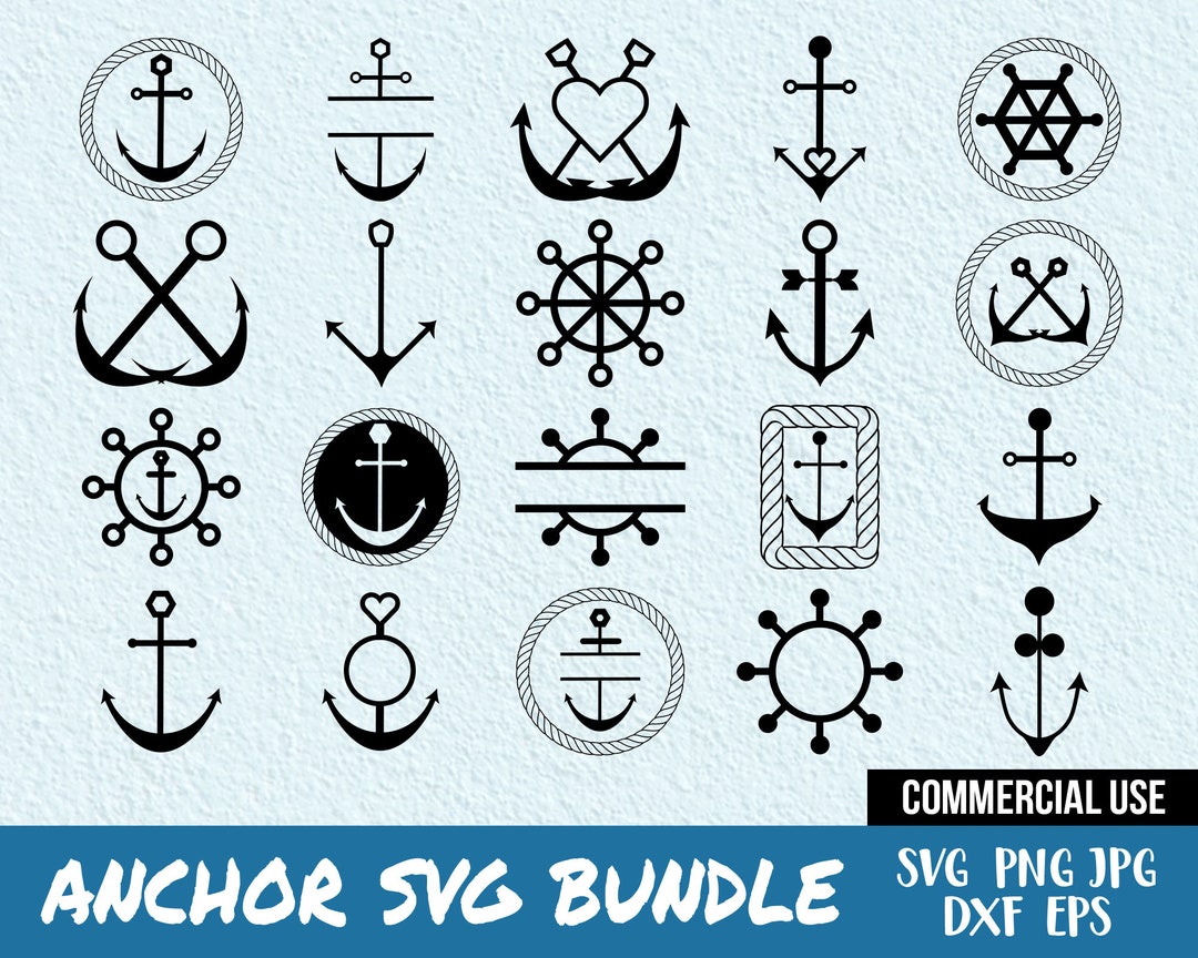 Anchor SVG Bundle Anchor Frame SVG Split Anchor Rope SVG - Etsy