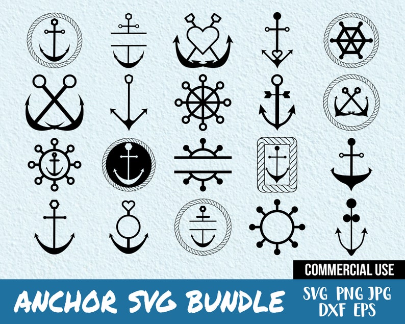 Anchor SVG Bundle Anchor Frame SVG Split Anchor Rope SVG - Etsy
