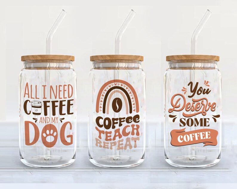 Coffee Glass Wrap Svg, Coffee Glass Can Svg Bundle, Can Glass Wrap Svg ...