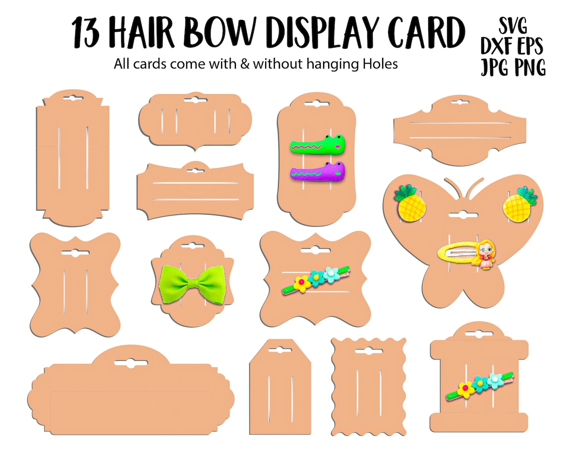 Bow Card Template SVG, Bow Display Card, Hair Clip Display Card Svg ...