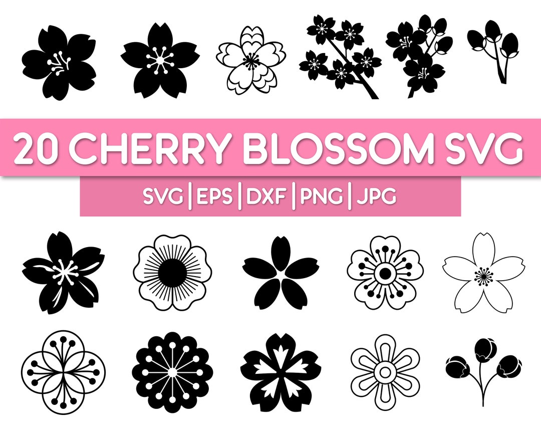 Cherry Blossom Svg Floral Elements Pink Floral Elements - Etsy