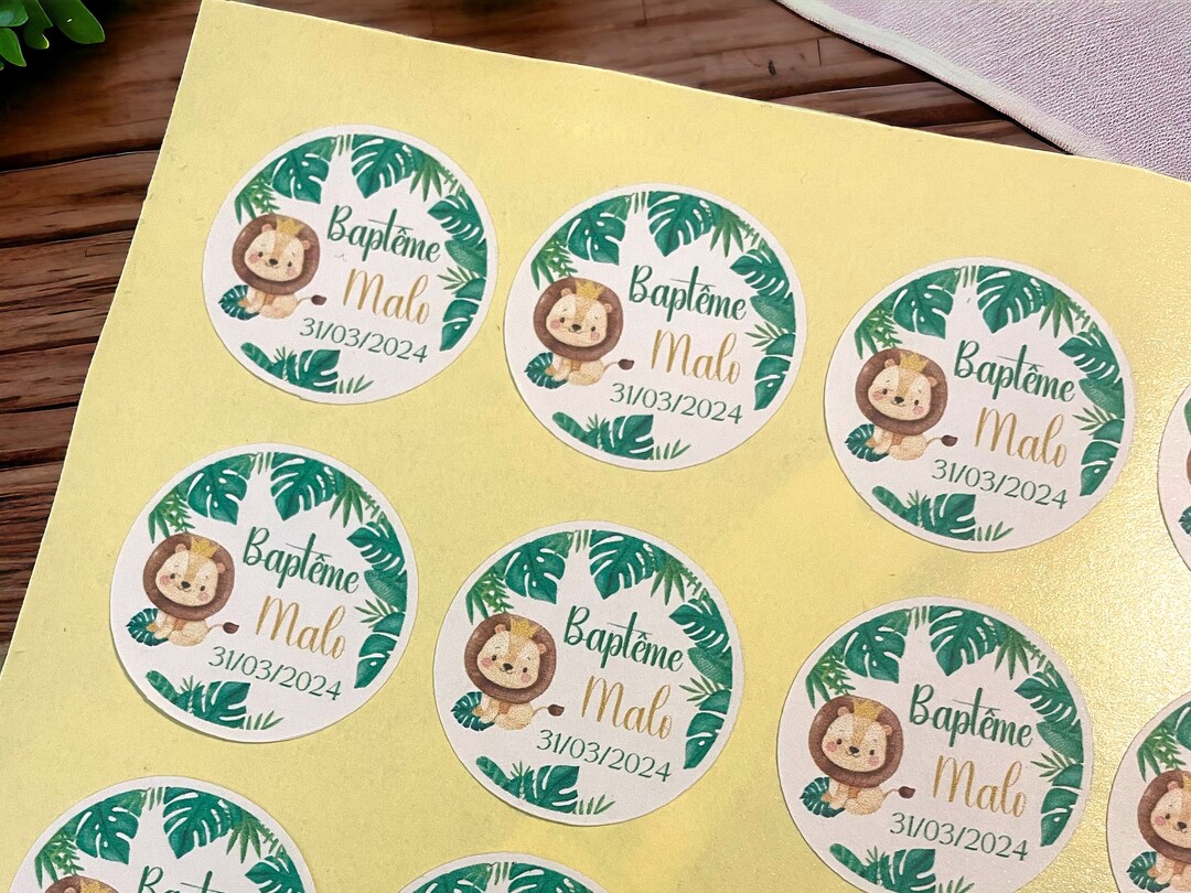 Personalized Self-adhesive Labels 3.5 Cm for Baptism, Wedding, Birthday ...