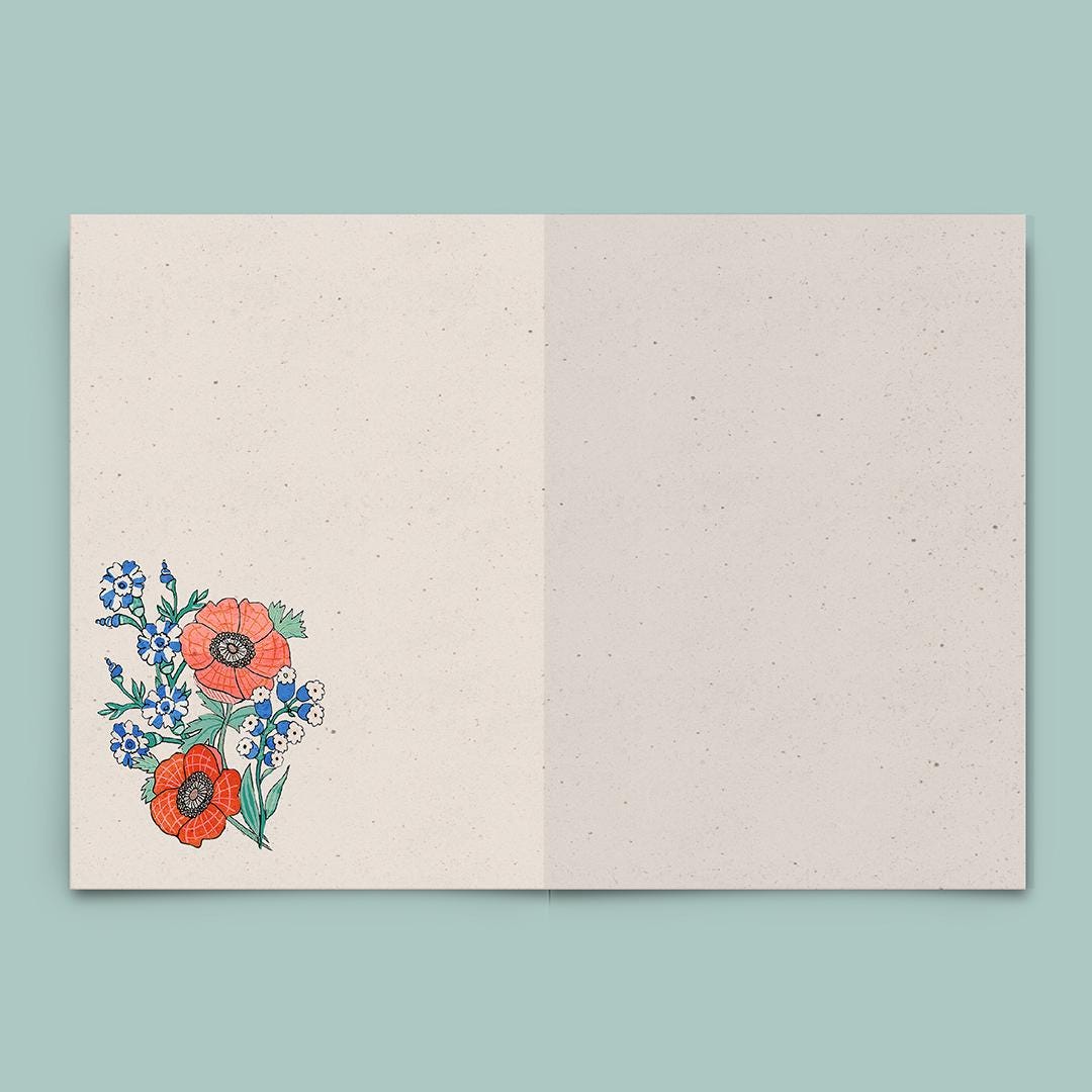 Floral Bouquet Greeting Card: Original Illustration, Kraft Envelope ...