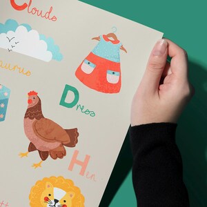 Educational Illustrated Alphabet Poster | Wall Art for Nursery | ABC ...