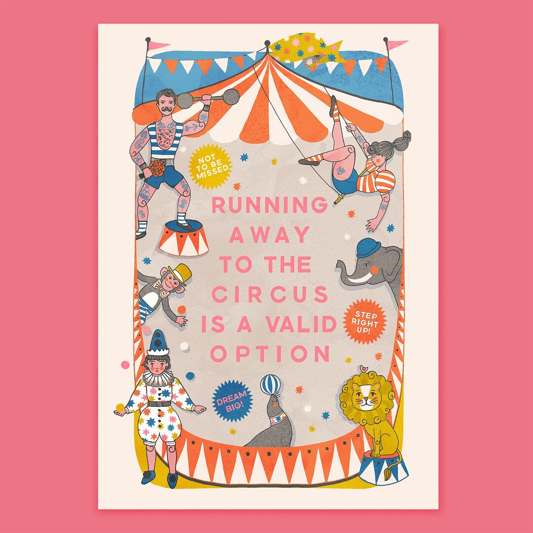 Retro Circus Poster | Running Away to the Circus | Kids Room Decoration ...