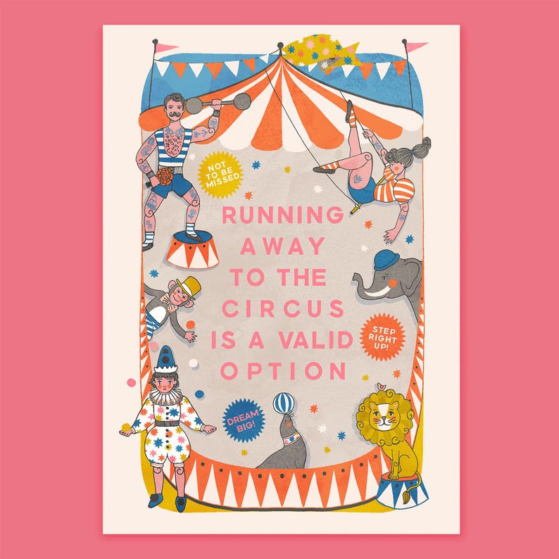 Retro Circus Poster | Running Away to the Circus | Kids Room Decoration ...
