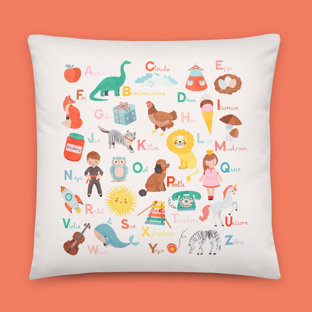 Educational Illustrated Alphabet Pillow | Cushion for Nursery | ABC ...