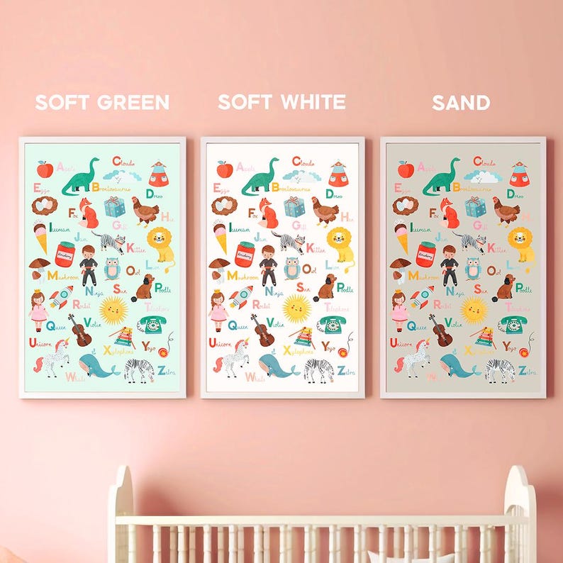 Illustrated Alphabet Poster: Whimsical Nursery Wall Art - Etsy