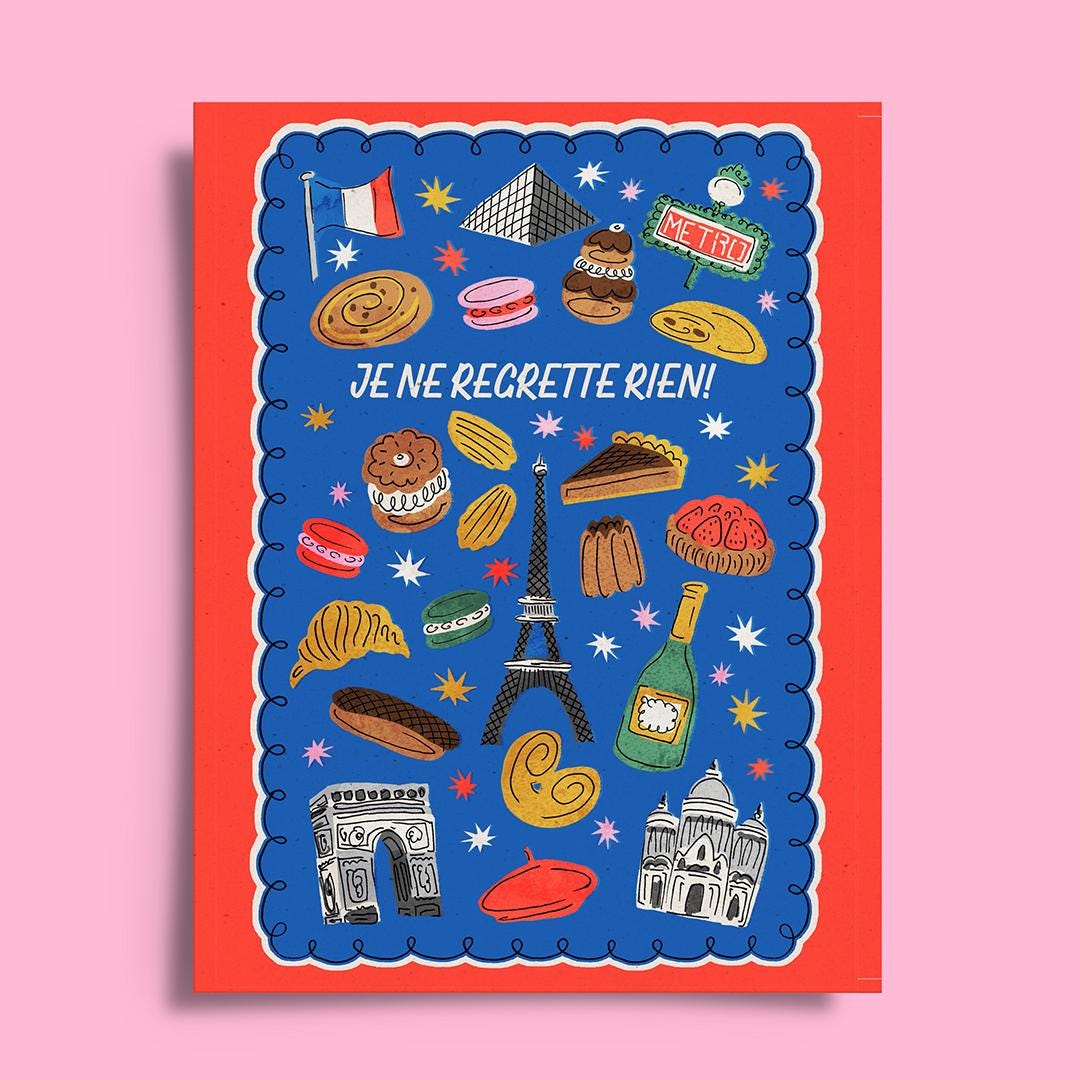 Paris Illustration Greeting Card | French Pastry Anniversary Card - Etsy