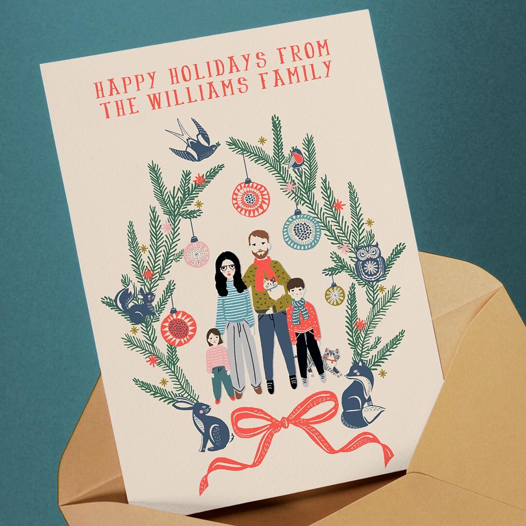 Custom Family Christmas Card Portrait: Scandinavian Folk Holiday ...