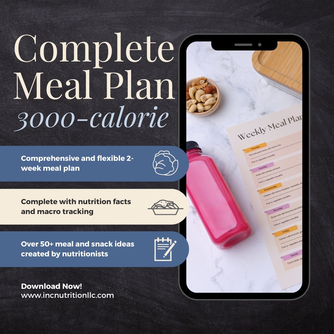 Comprehensive 3000-calorie Meal Plan - Registered Dietitian Created - Etsy