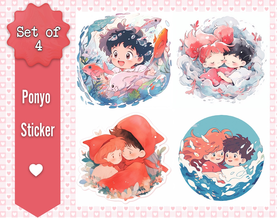 Studio Ghibli Anime Stickers Ponyo & Sosuke Kawaii Sticker - Etsy