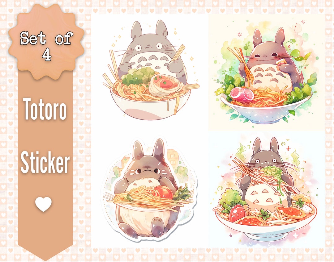 Kawaii Totoro Eating Ramen Stickers Studio Anime Inspired - Etsy