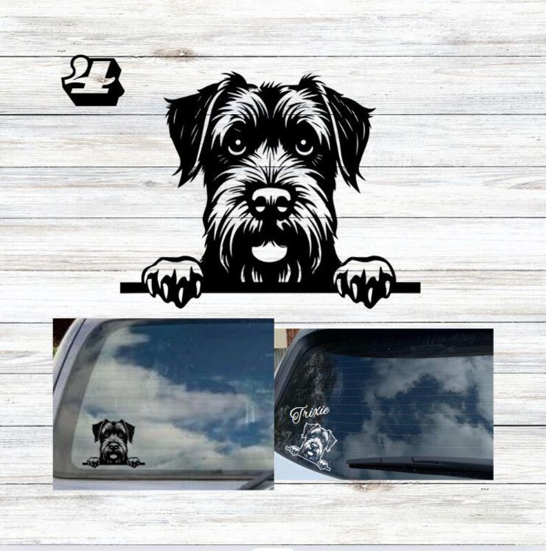 Giant Schnauzer Car Decal; Vinyl Dog Sticker for Car, Kennel, Bowl ...