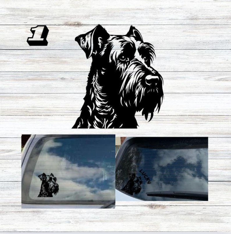 Giant Schnauzer Car Decal; Vinyl Dog Sticker for Car, Kennel, Bowl ...