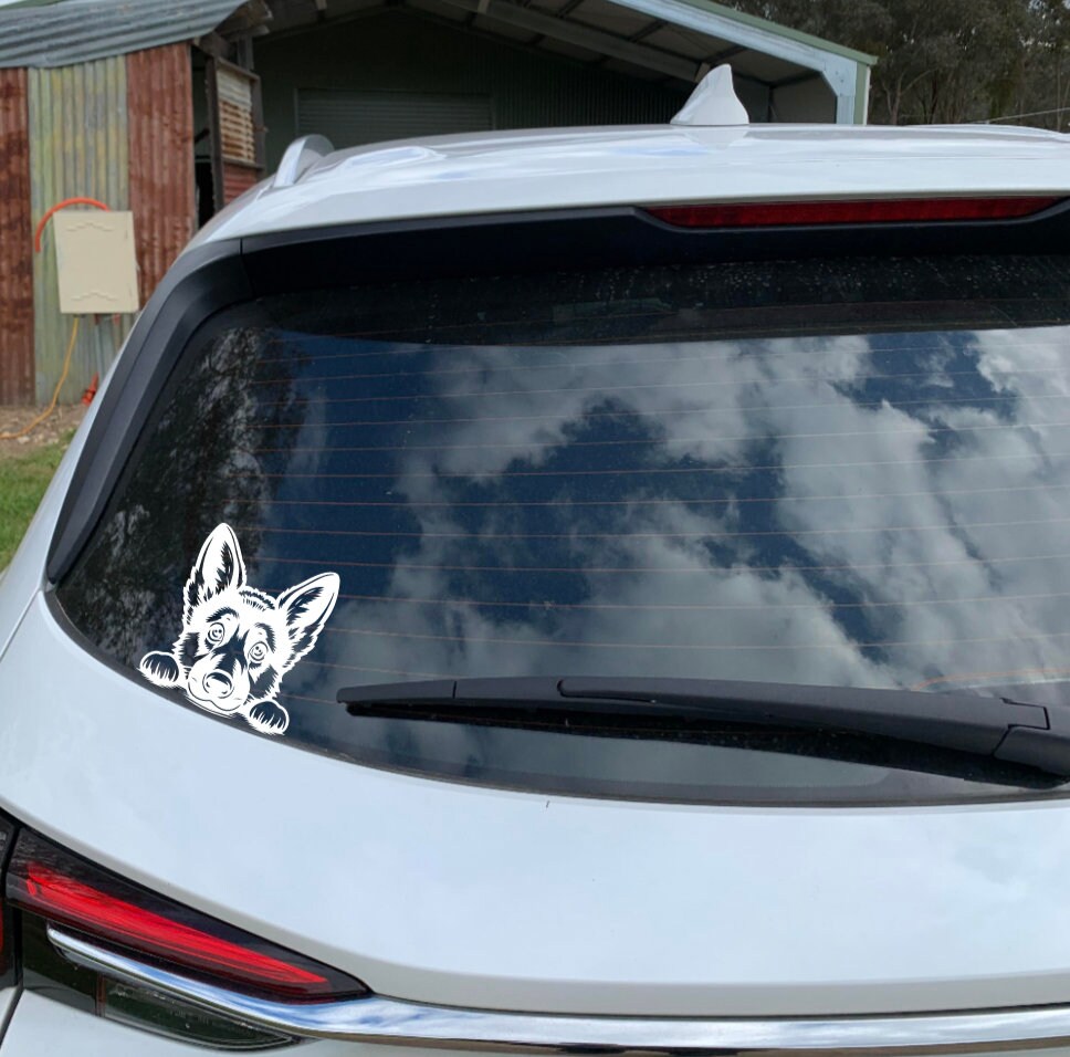 Custom Dog Vinyl Car Decal Sticker; Custom Name Peeking Dog Breed Decal ...