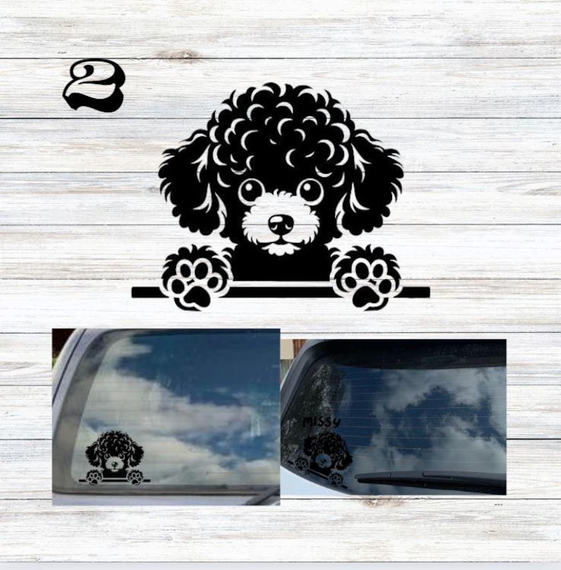 Toy Poodle Car Decal; Vinyl Dog Sticker for Car, Kennel, Bowl, Window ...