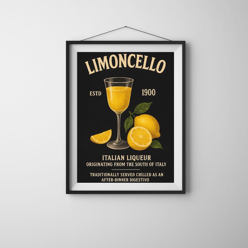 Vintage Limoncello History Wall Art Print – Retro Italian Kitchen Decor ...