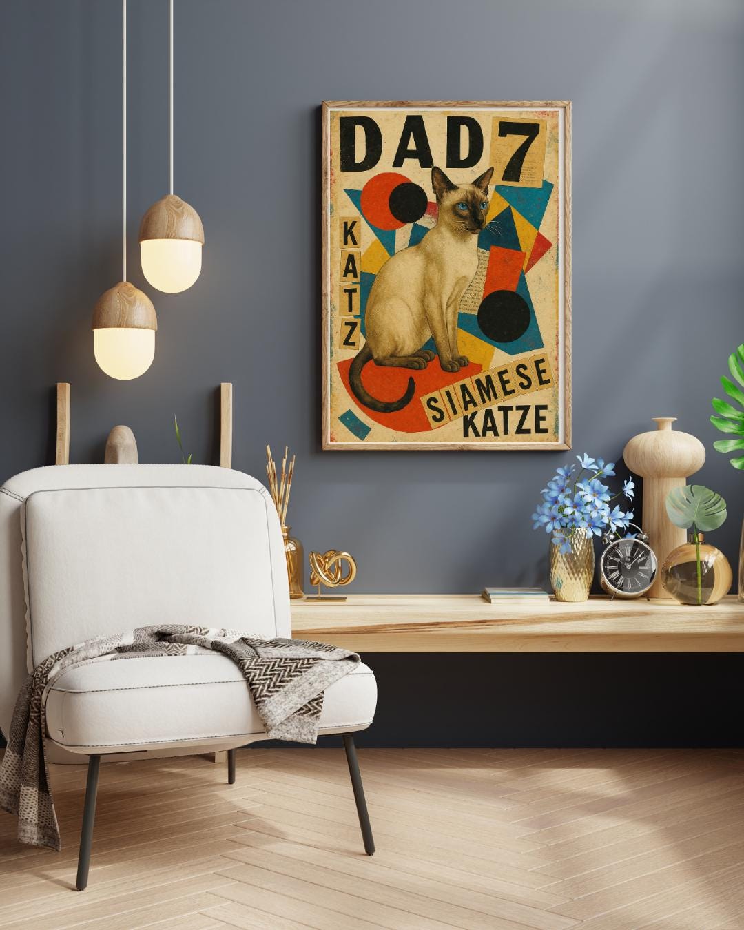 Siamese Cat Dadaism Wall Art Print – Vintage Abstract Cat Poster ...