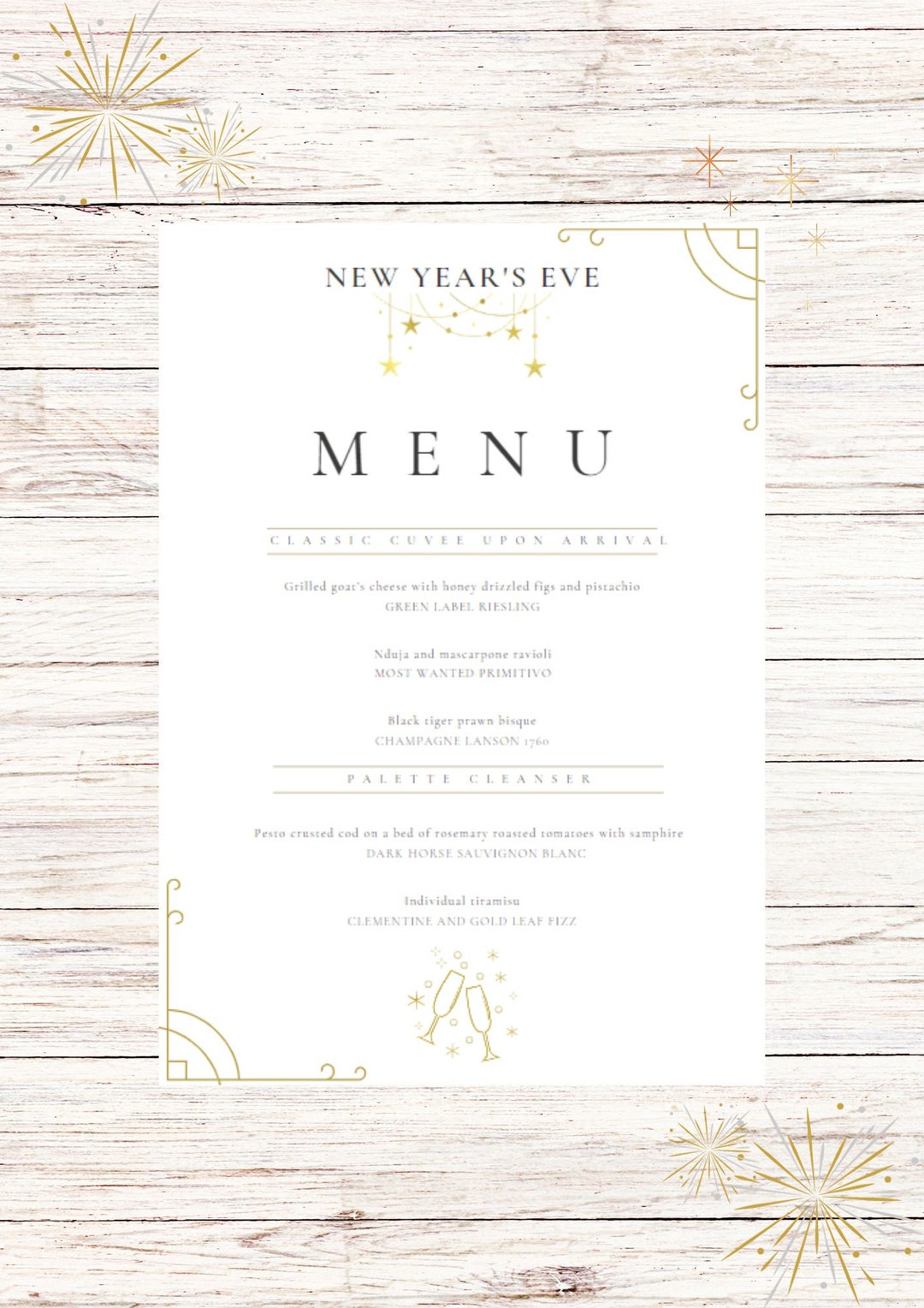 New Year's Eve Menu Template | Digital Download | Fully Editable ...