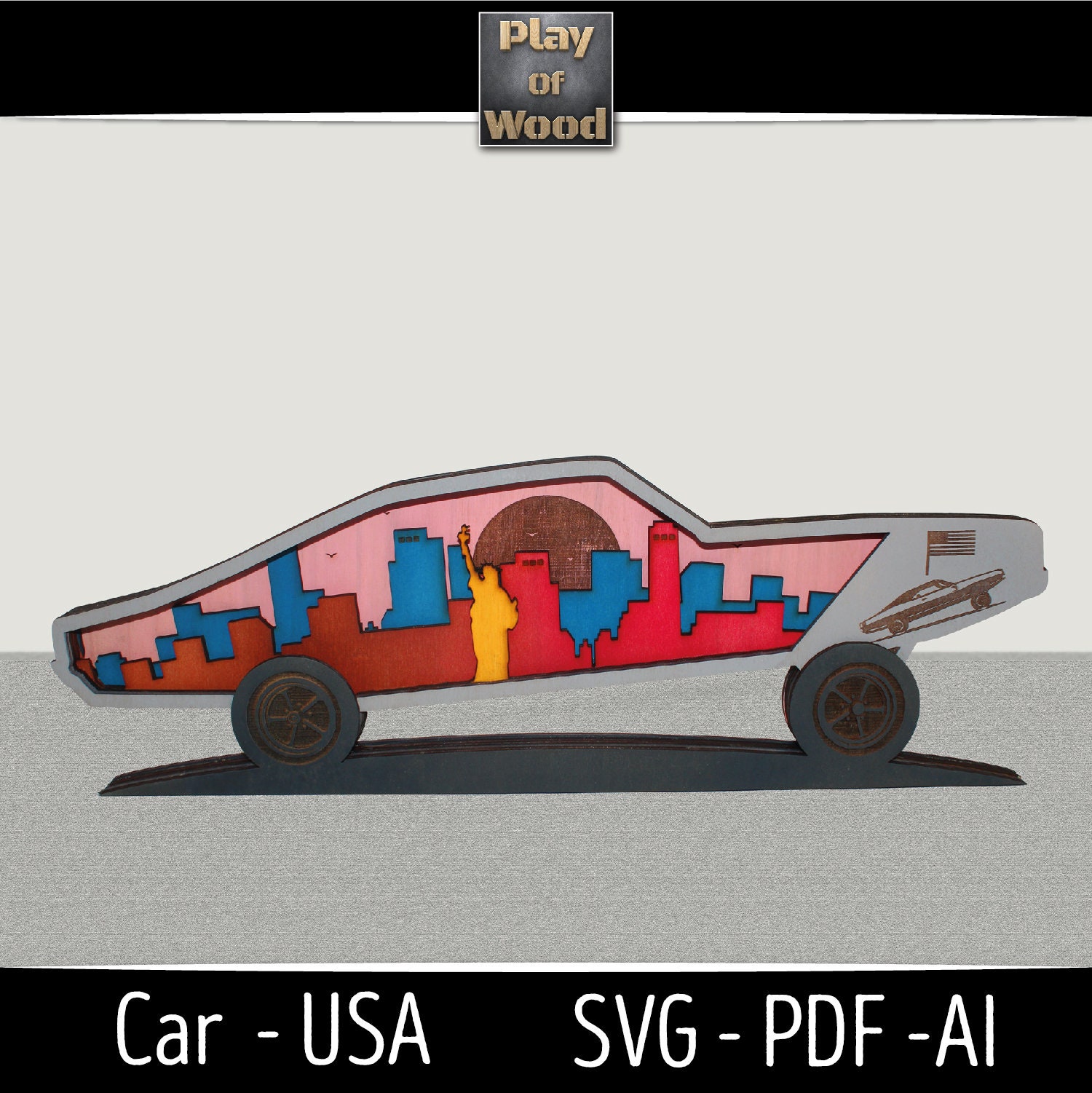 3D Car SVG - Multilayer SVG Laser Cut File for Glowforge, Cricut and ...