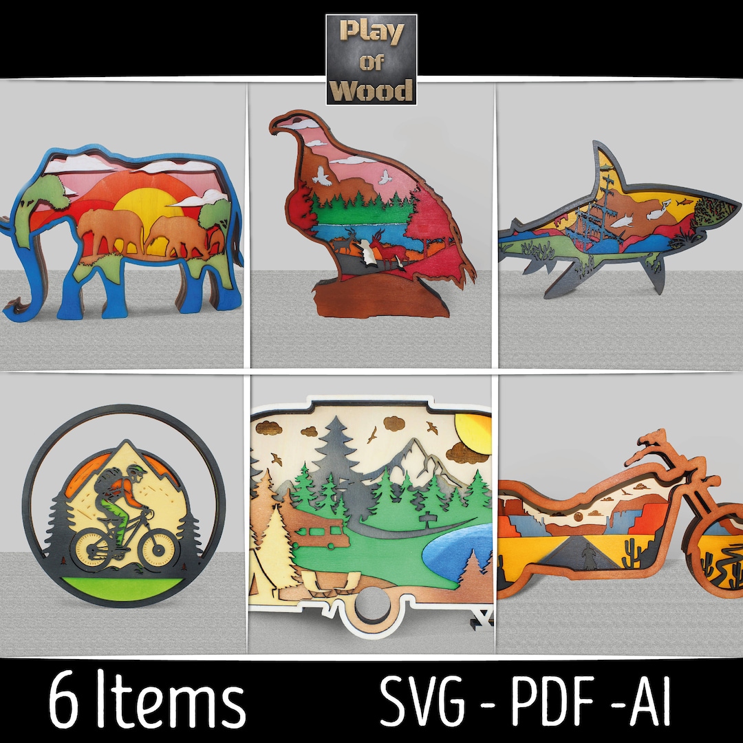 Digital Files / Laser Cut Files / SVG File for Glowforge / 3D Effect, 6 ...