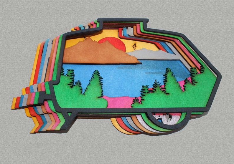 3D Camper SVG - Multilayer SVG Laser Cut File for Glowforge, Cricut and ...