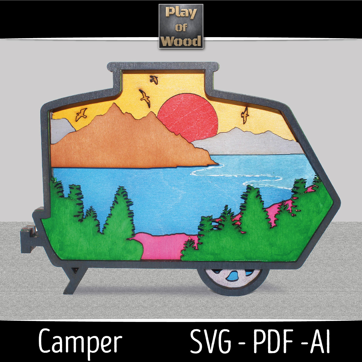 3D Camper SVG - Multilayer SVG Laser Cut File for Glowforge, Cricut and ...