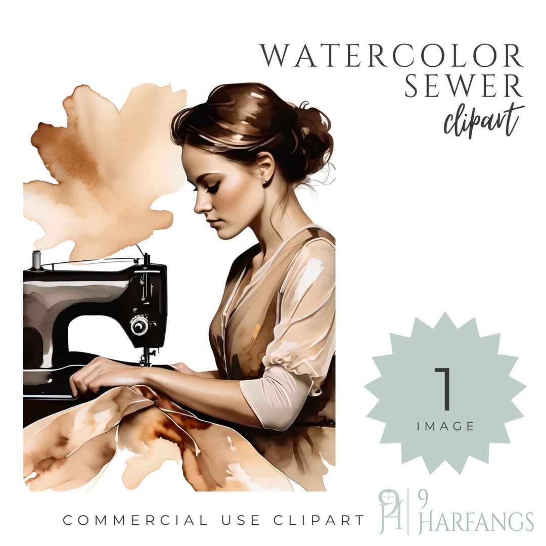 Sewer Clipart - PNG - Seamstress in Sepia Tones - Digital Download ...