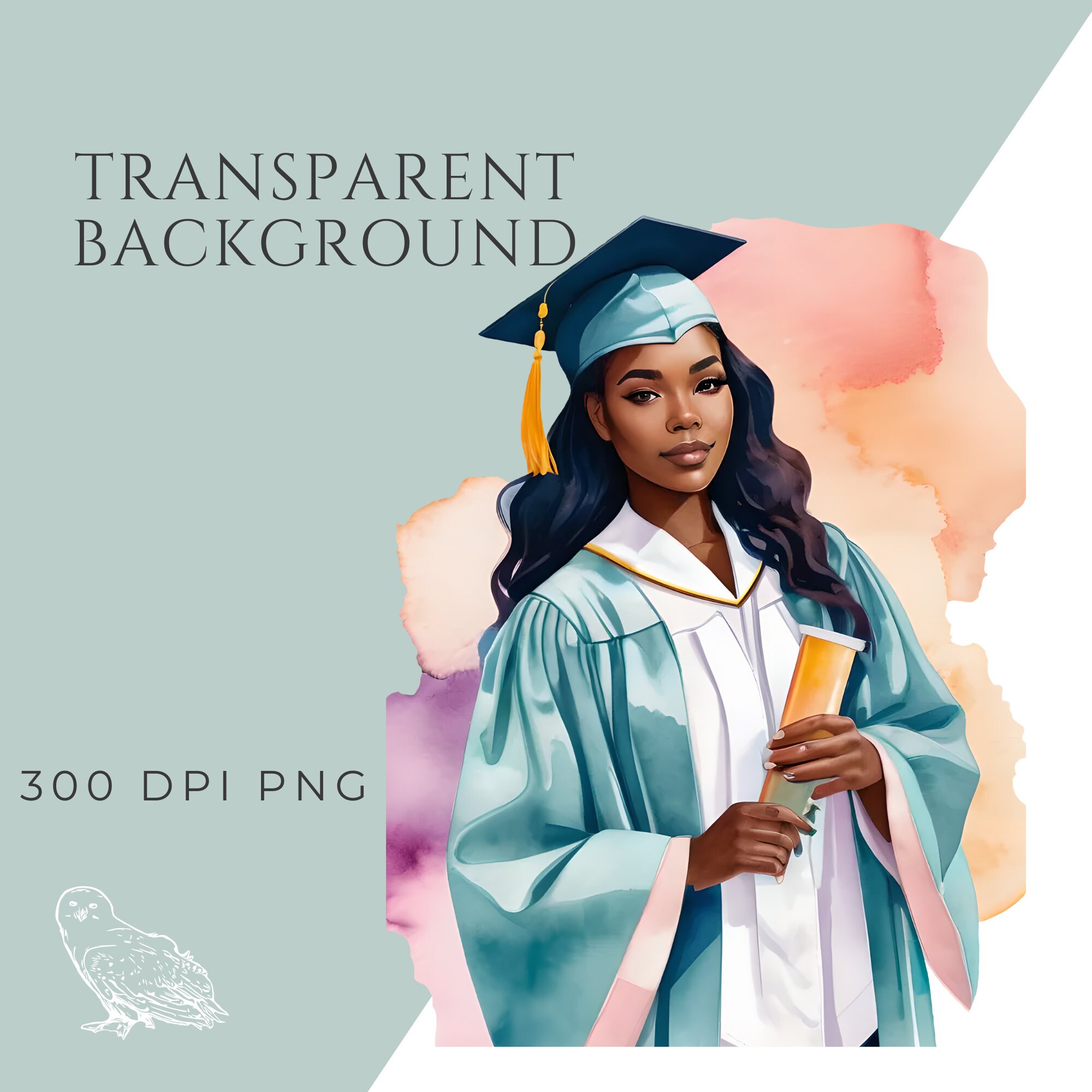 Graduate Clipart - PNG - Girl Student, Black Woman Graduate, Digital ...