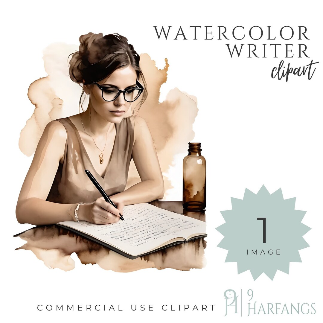 Writer Clipart - PNG - Author in Sepia Tones - Digital Download ...