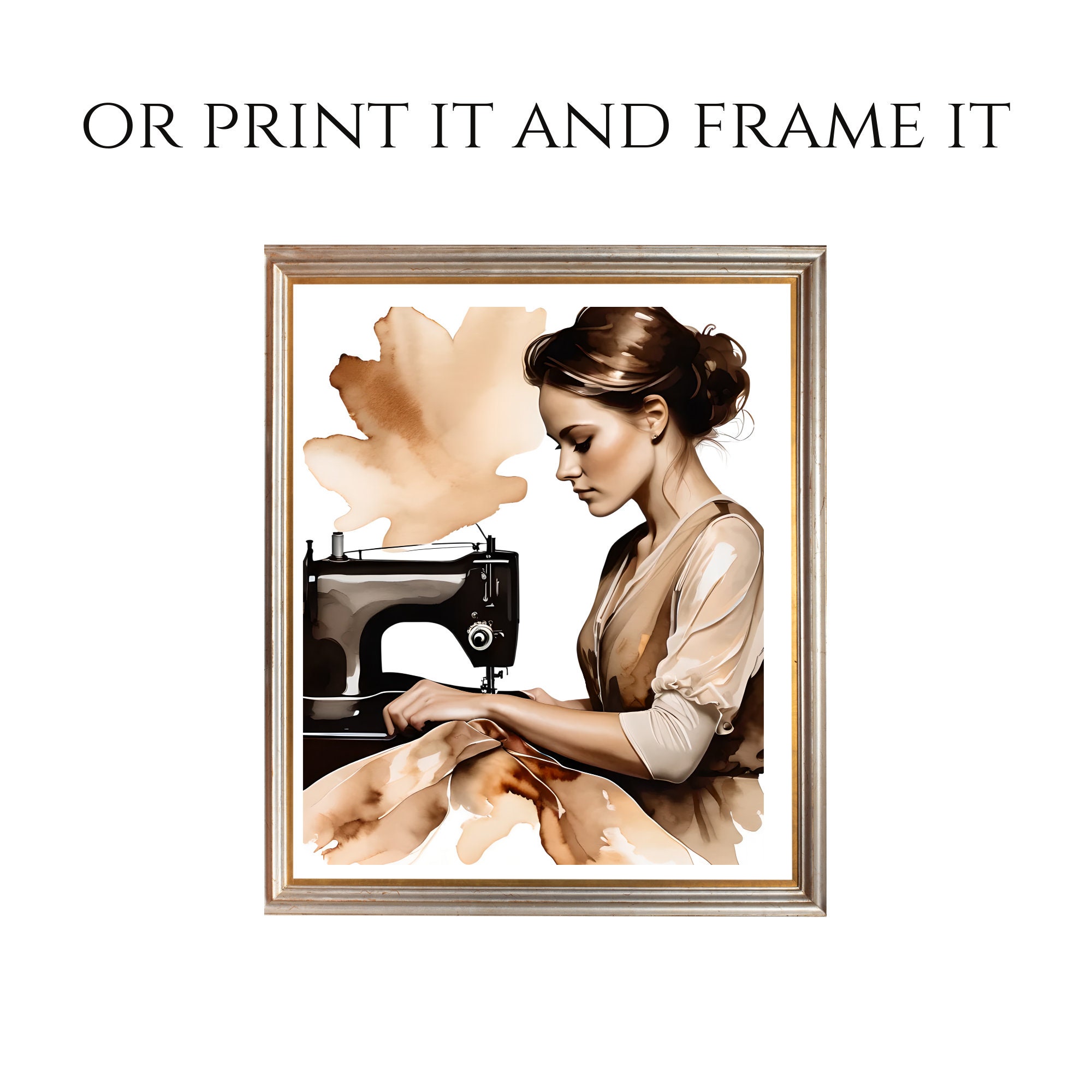 Sewer Clipart PNG Seamstress in Sepia Tones Digital Download Commercial ...