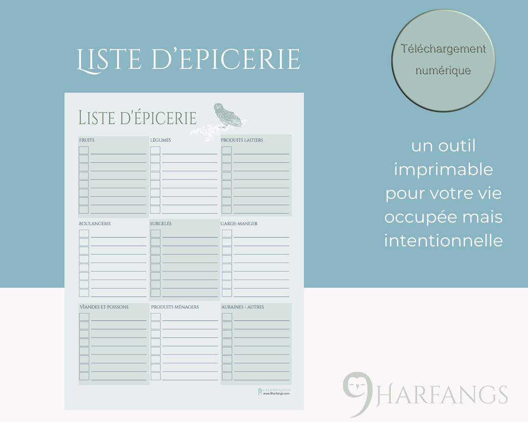 Grocery List, Digital, 8.5x11 Letter Size, Intentional Living ...
