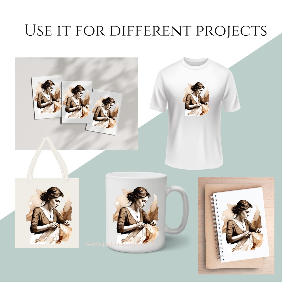 Sewer Clipart - PNG - Seamstress in Sepia Tones - Digital Download ...