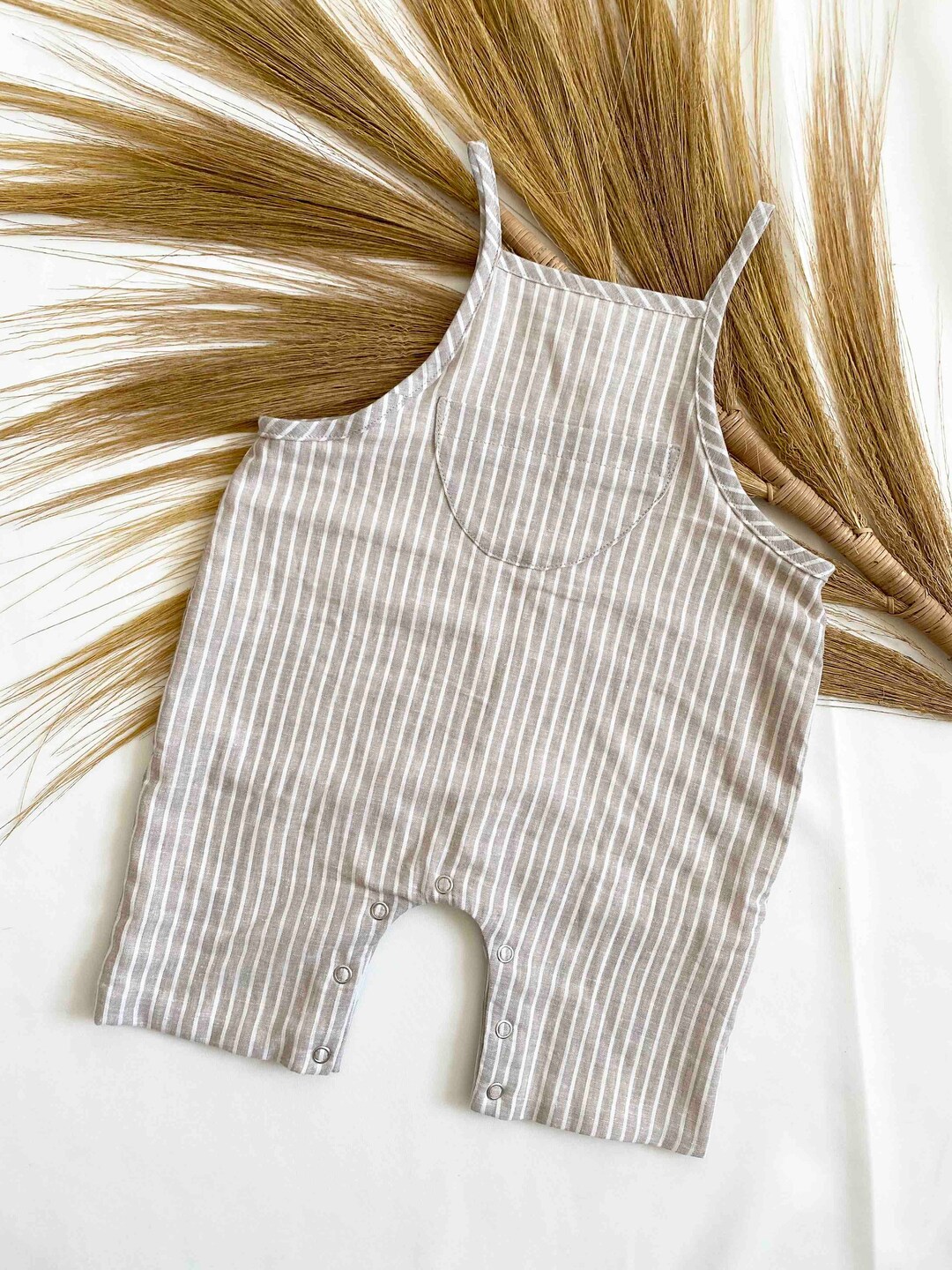 Handmade Stripe Linen Baby Dungarees: Unisex Romper Overall - Etsy