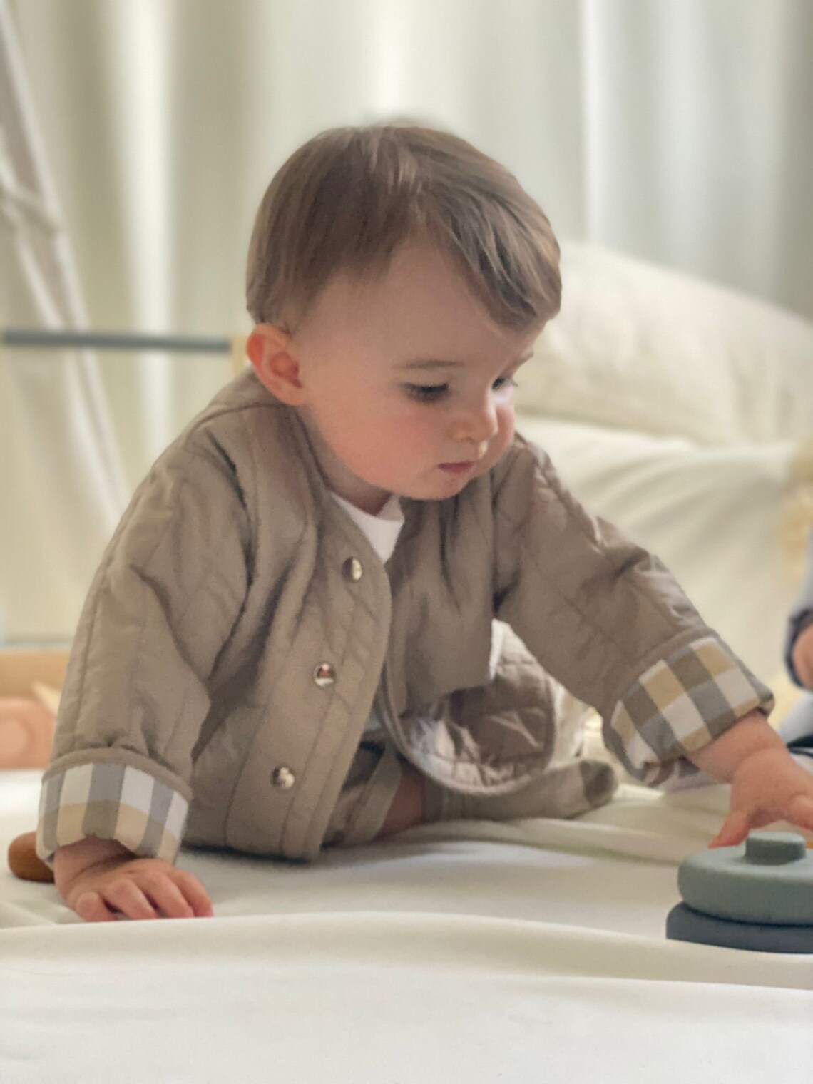 Kawa Quilted Neutral Jacket: Handmade Lightweight Taupe Greige. Fully ...