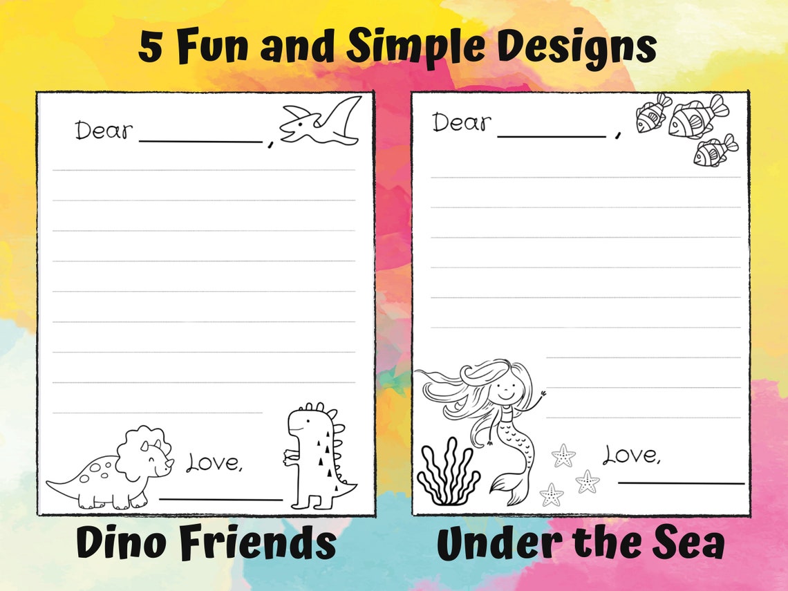 Printable Kid's Penpal Letter Template Pack | Animals, Unicorns ...