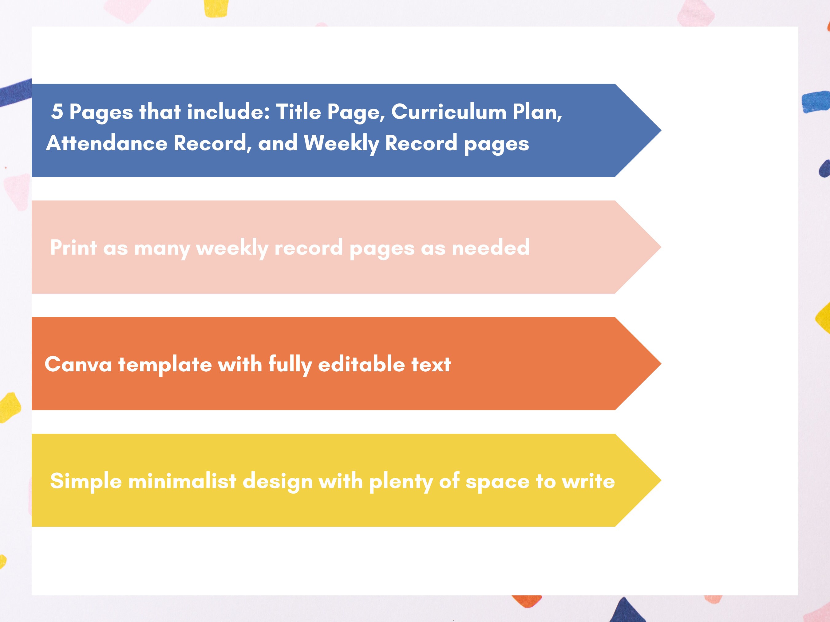 Simple Homeschool Weekly Record/planner Printable | 5pg Academic Lesson ...