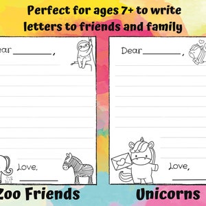 Printable Kid's Penpal Letter Template Pack | Animals, Unicorns ...