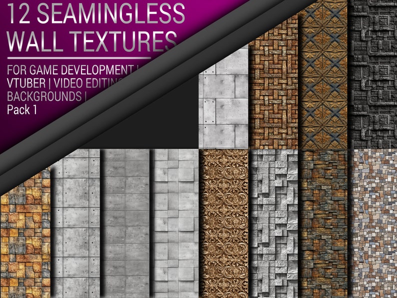 12 Seamingless Wall Textures for Game Development / Vtuber / - Etsy