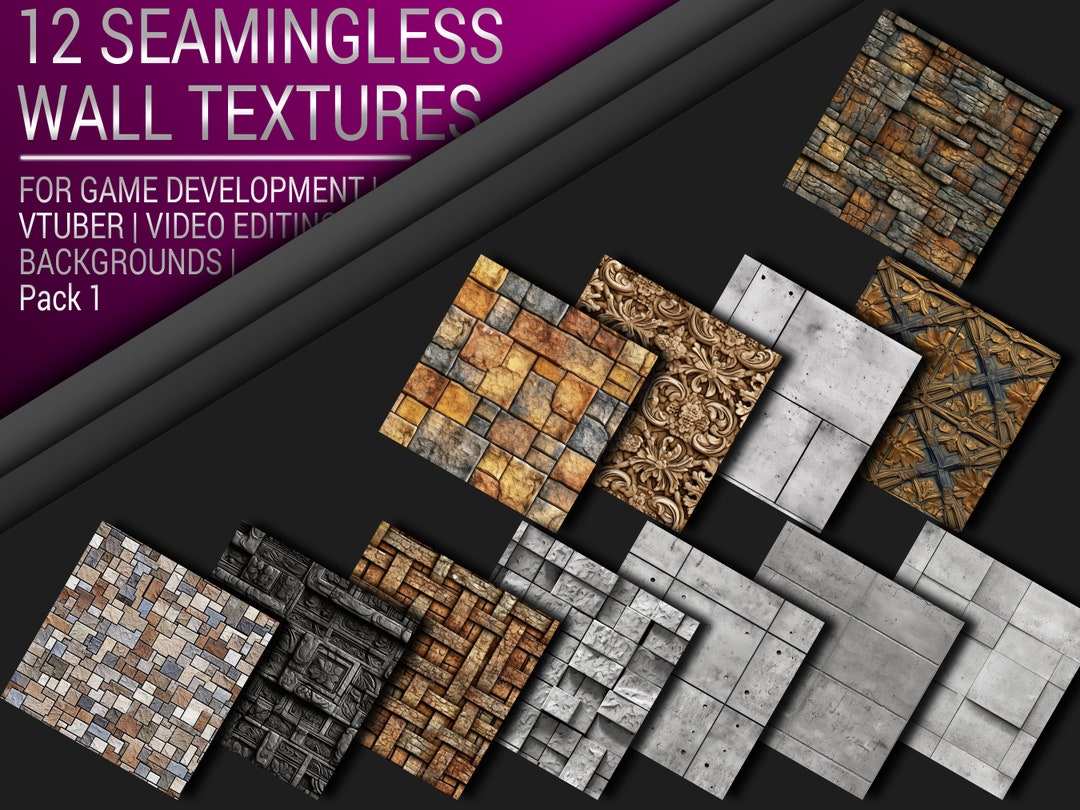 12 Seamingless Wall Textures for Game Development / Vtuber / Video ...