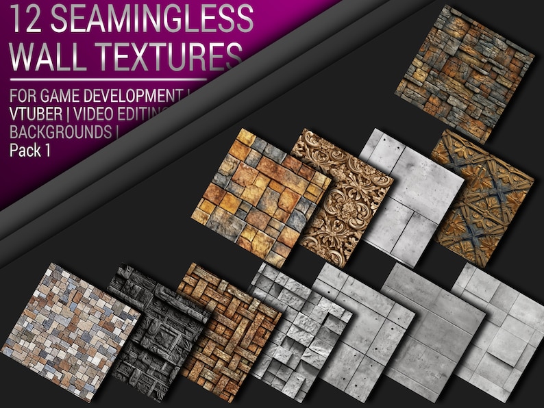 12 Seamingless Wall Textures for Game Development / Vtuber / - Etsy