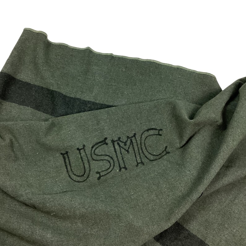 Vintage Military US Marine Corps Wool Blanket.world War II Era. 55 X 70 ...