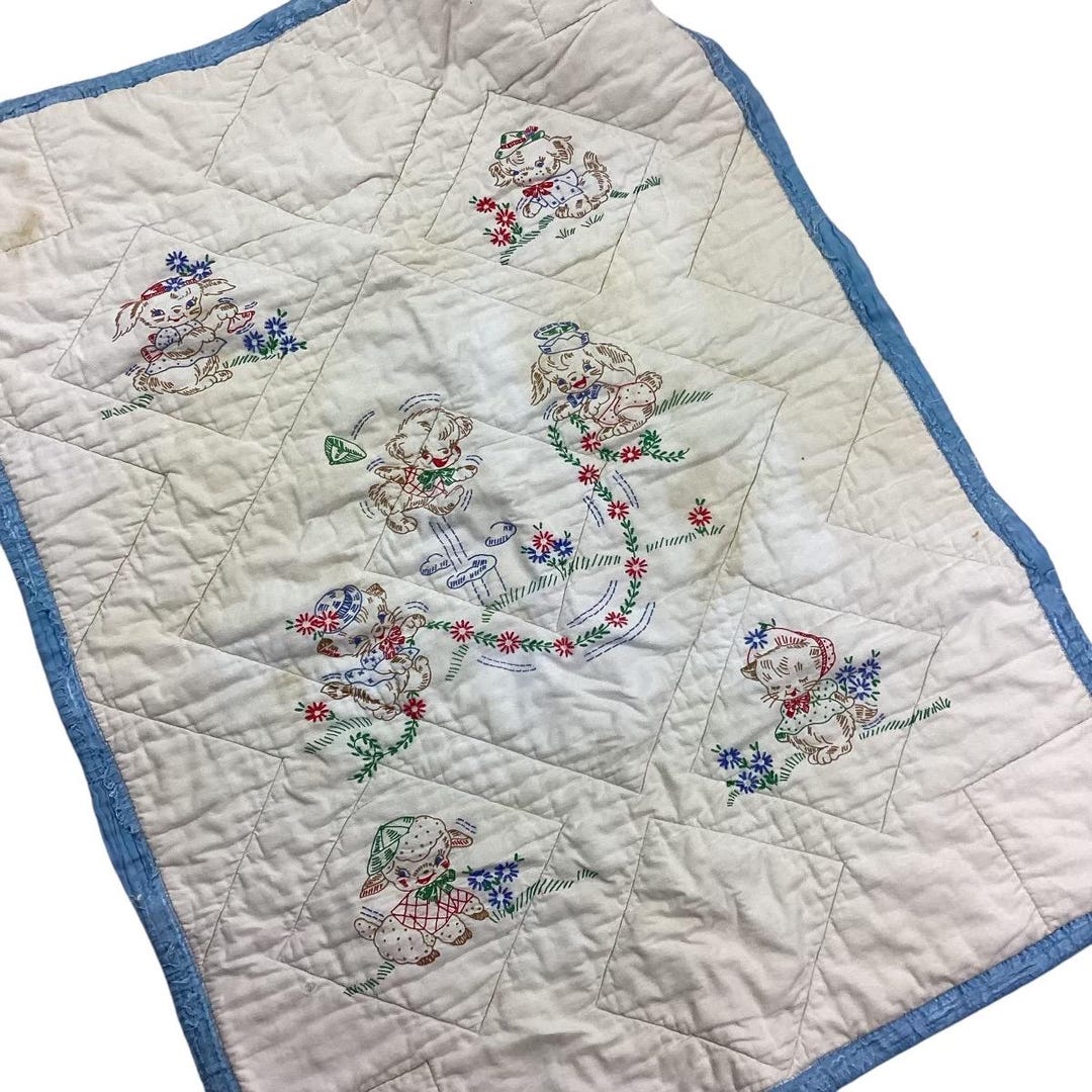 Vintage 1950s/60s Handmade Baby Blanket. Handcrafted in the USA.31 X 42 ...