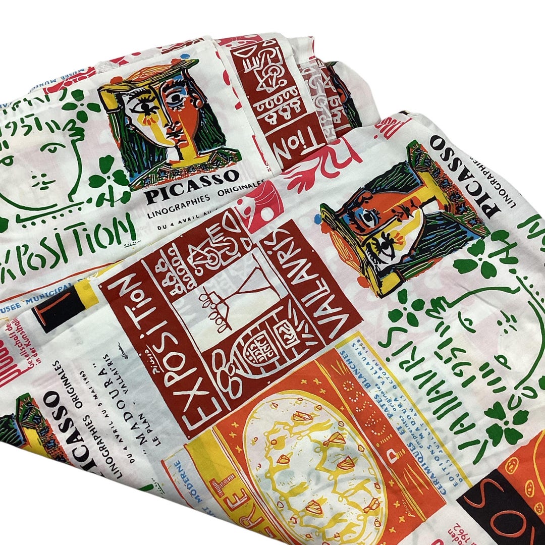 Vintage Picasso Exhibition Colorful Queen Sized Flat Sheet/fabric. MCM ...