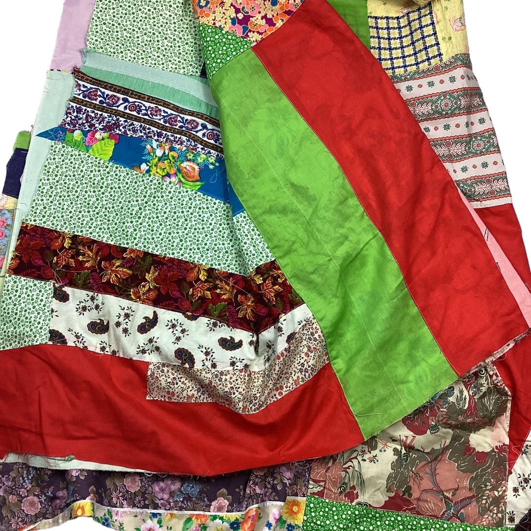 Vintage Multicolored Hand Stitched Quilt 67 X 90.handcrafted in the USA ...