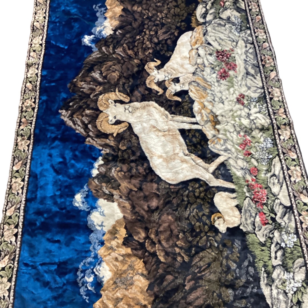 Vintage 70s Ram Plush Tapestry 48 X 72. High-quality. Vibrant Colors ...