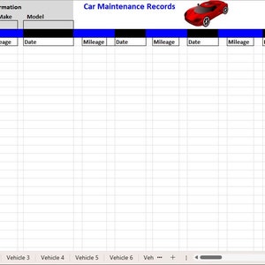 Car Maintenance Tracker, Excel Spreadsheet, Template, Auto Maintenance ...